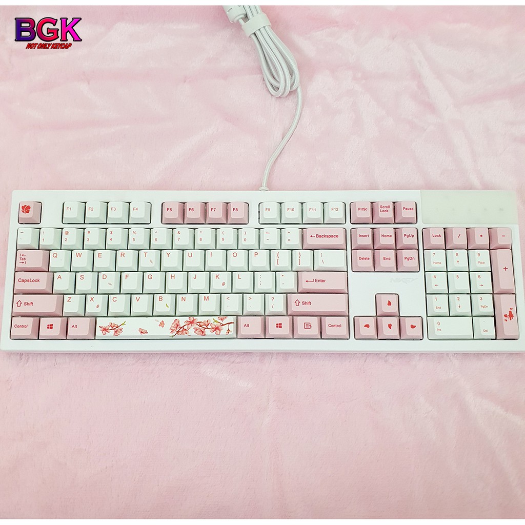 Sakura Theme Thick PBT Cherry Profile Dye Sub Keycap Set 108 Buttons ...