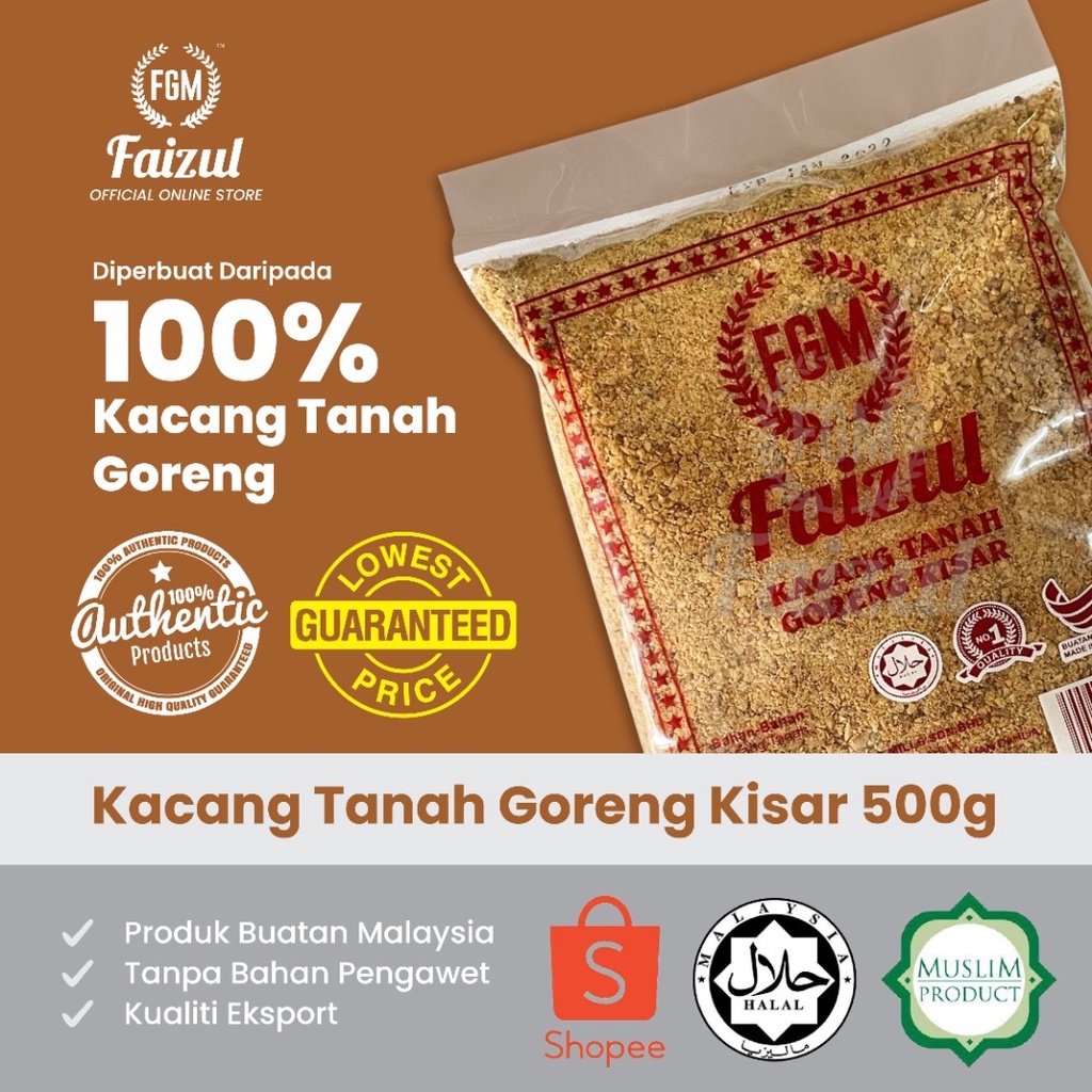 Serbuk Kacang Tanah Goreng Kisar 500G/Tumbuk/Hancur FAIZUL / Roasted ...