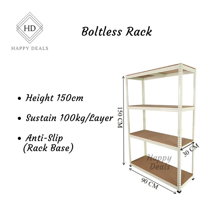 Rak Gudang Besi Serbaguna 4 Tier Boltless DIY Racking Storage Racking ...