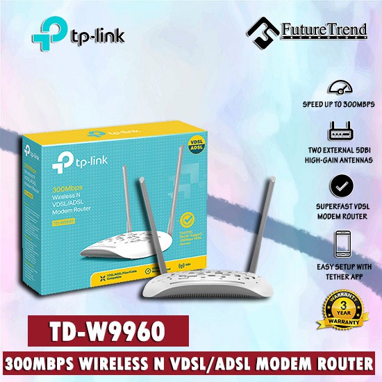 TP-Link 300Mbps Wireless N VDSL/ADSL Modem Router (TD-W9960) | Shopee ...
