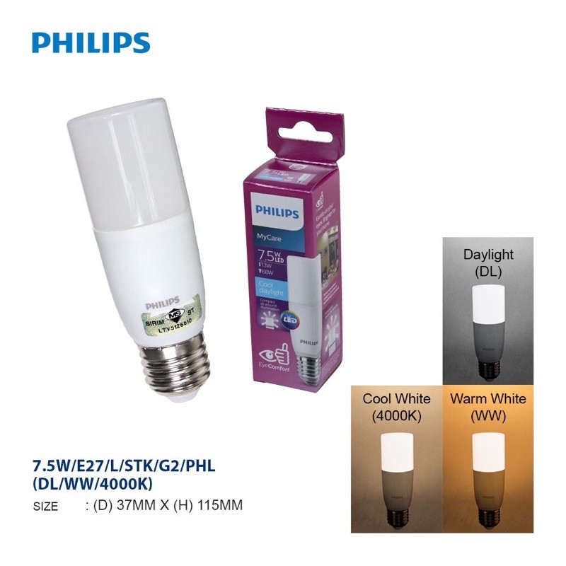 PHILIPS E27/E14~5.5W/7.5W/9.5W/11W LED STICK BULB | Shopee Malaysia