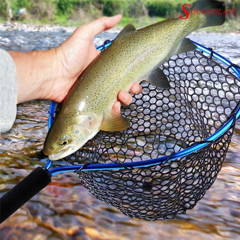 Fly Fishing Net Rubber Mesh Net Trout Catch and Release Landing Net ...