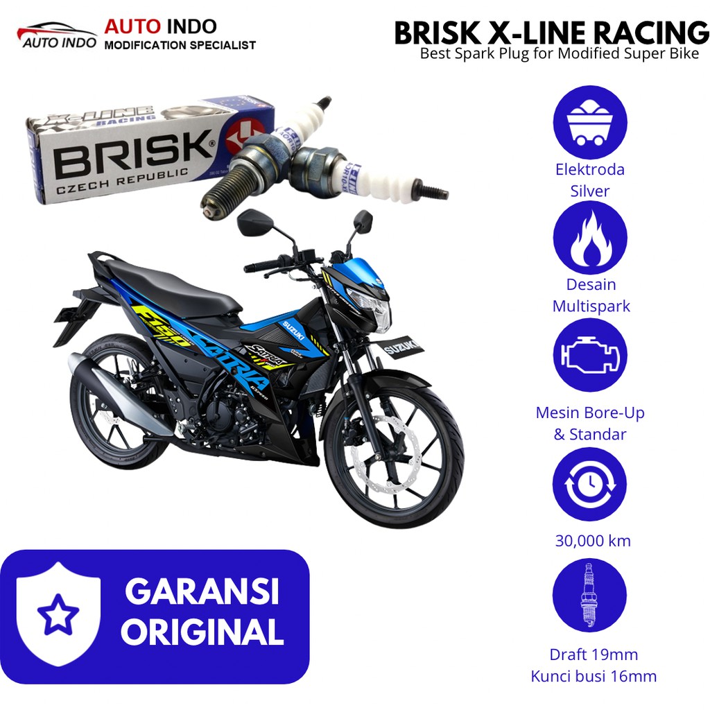 Suzuki Satria Fu Racing Motorcycle Spark Plugs Brisk X-line Xline AOR12-X8 Spark Plugs 100% Ori ...