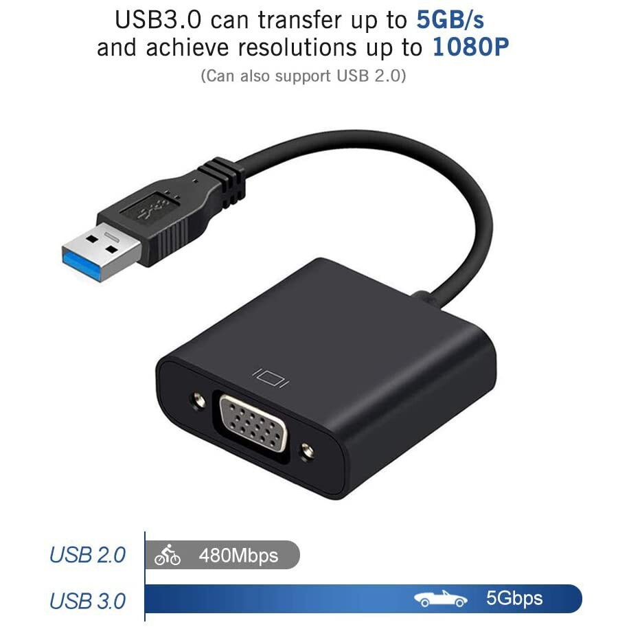 USB 3.0 to VGA Adapter USB to VGA Video Graphic Card Display External ...