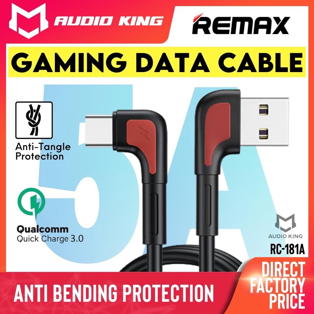 REMAX Cable 5A Cable Gaming Cable Type C Data Cable Fast Charging Type ...