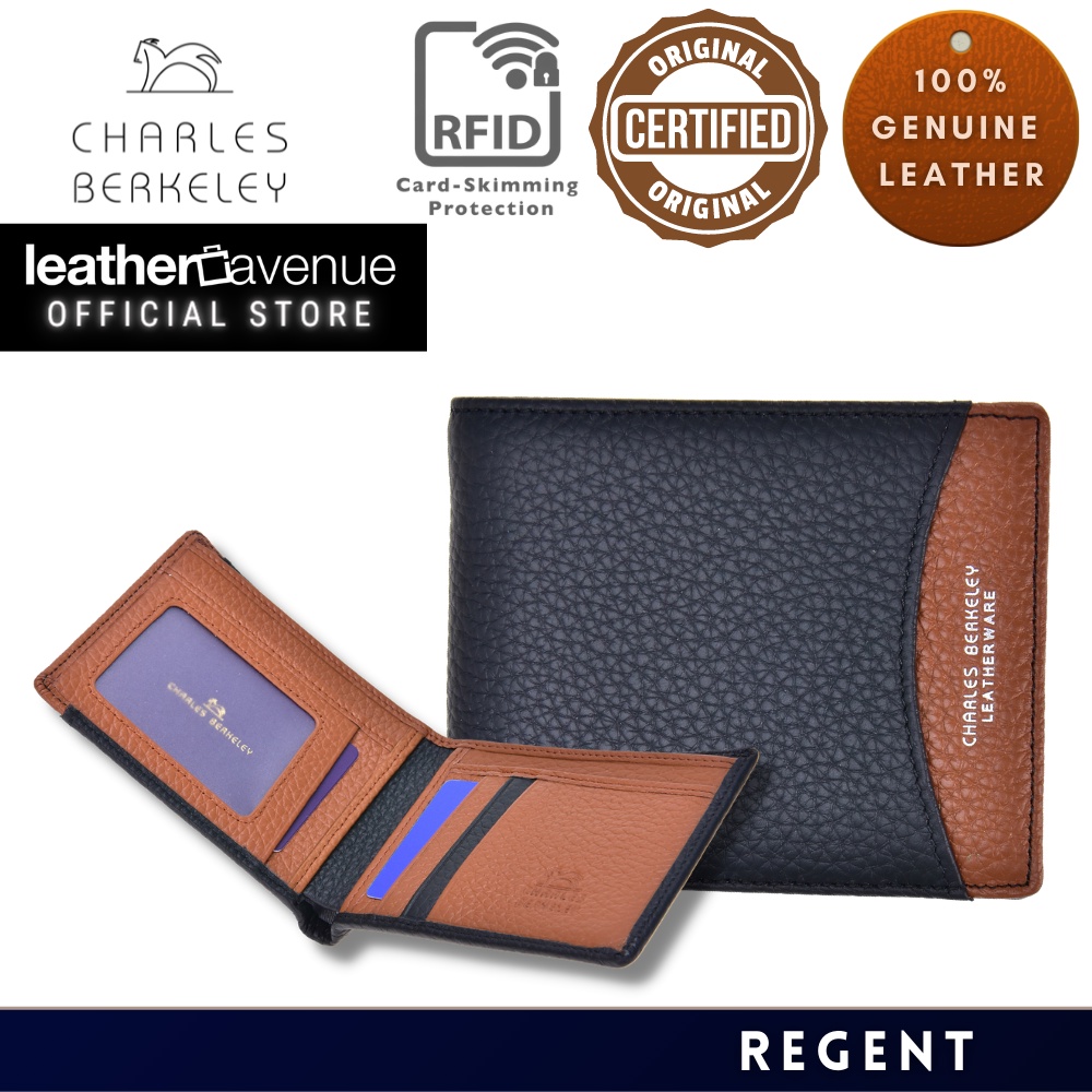 Charles Berkeley REGENT Promo Leather Short BiFold Wallet for Men with ...