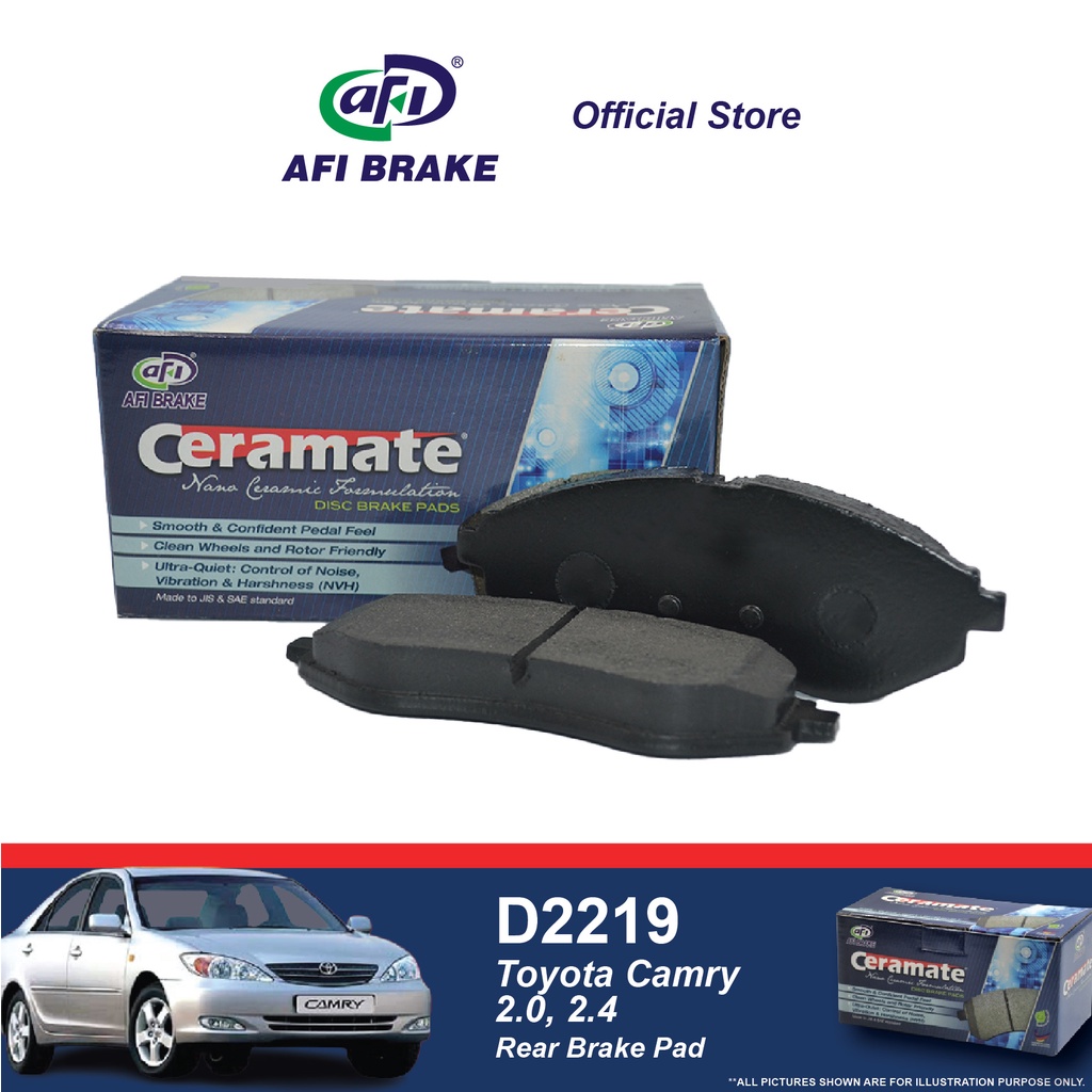 Ceramate Rear Brake Pad - Toyota Camry 2.0, 2.4 - D2219 (1set) | Shopee ...