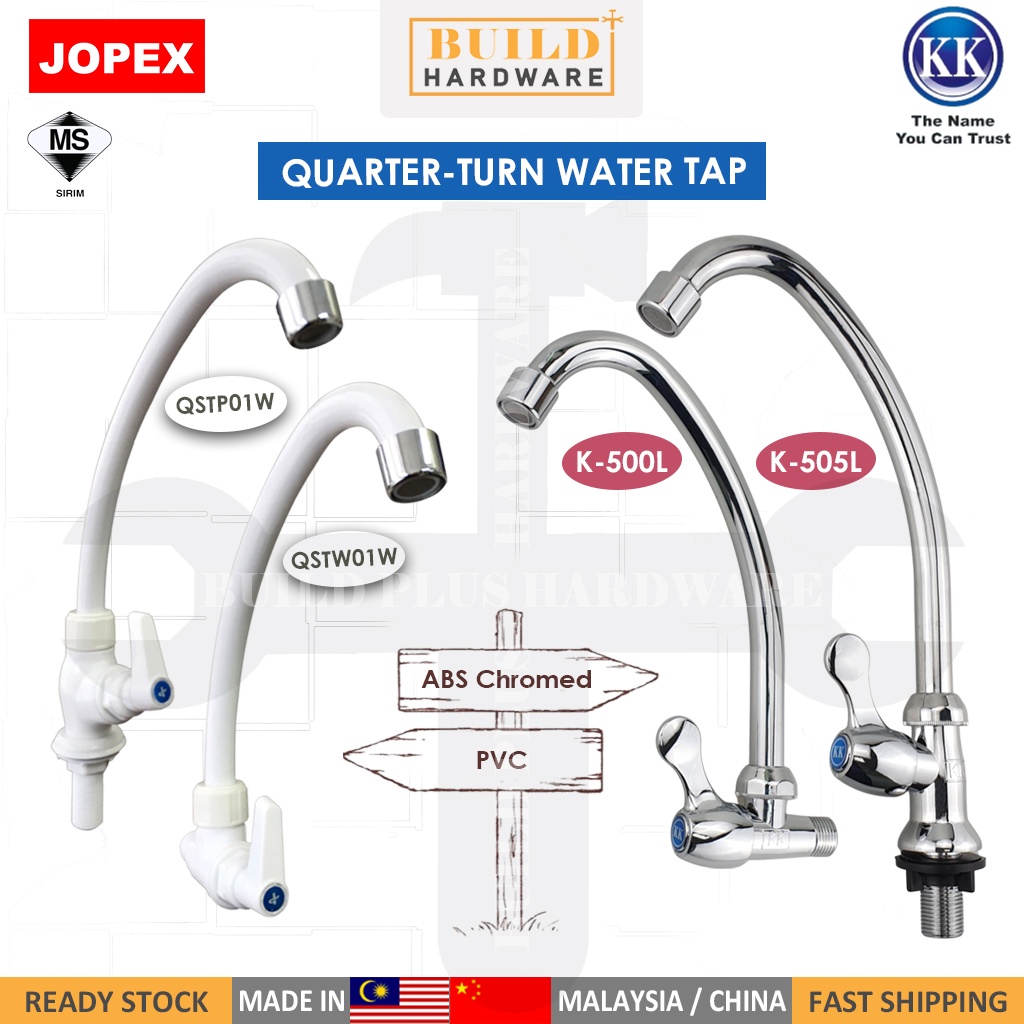 JOPEX/KK Kitchen Sink Water Tap Pillar/Wall Quarter Turn Handle 1/2 ...