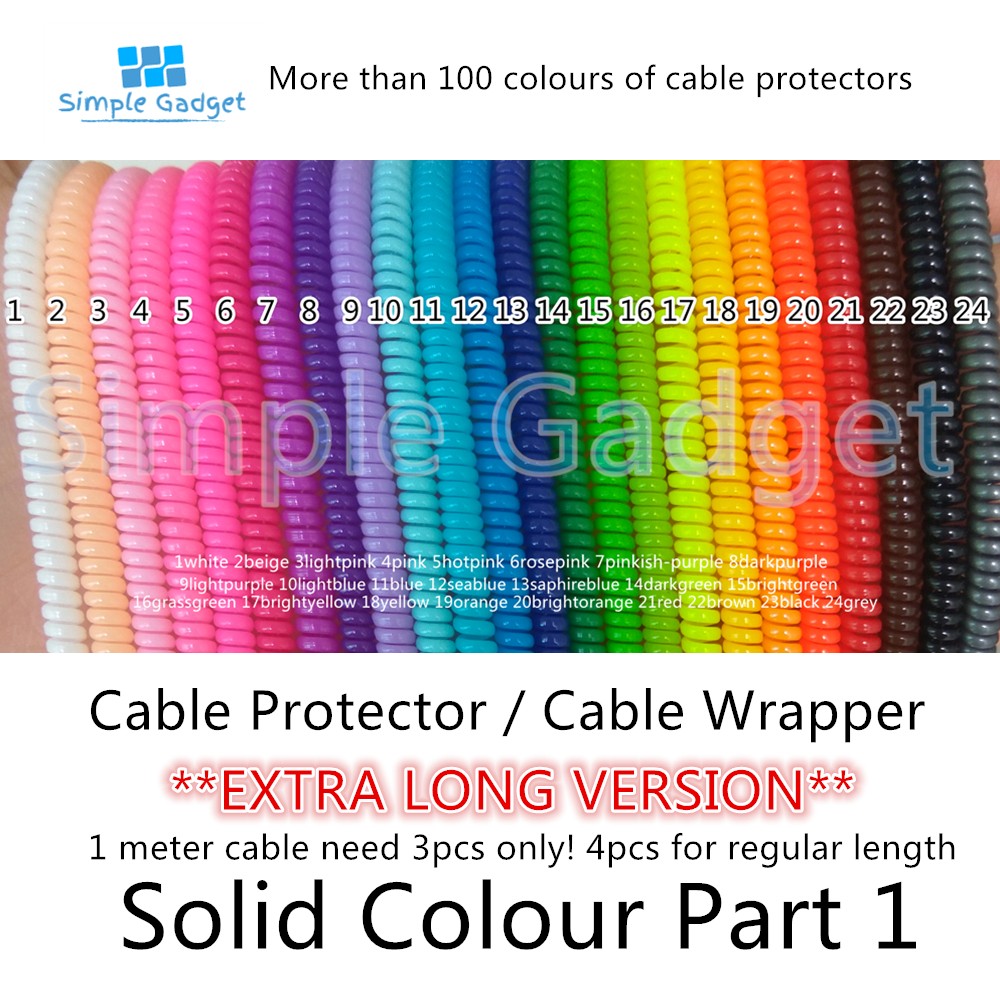 [1-15] Cable Protector Solid Colour Cable Wrapper | Shopee Malaysia