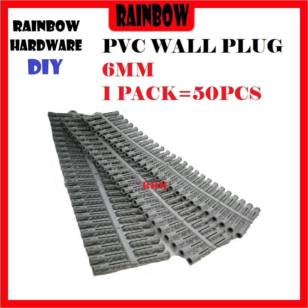 PVC WALL PLUG 6MM (50PCS) / SCREW DINDING WALL PLUG (6MM DRILL BIT ...