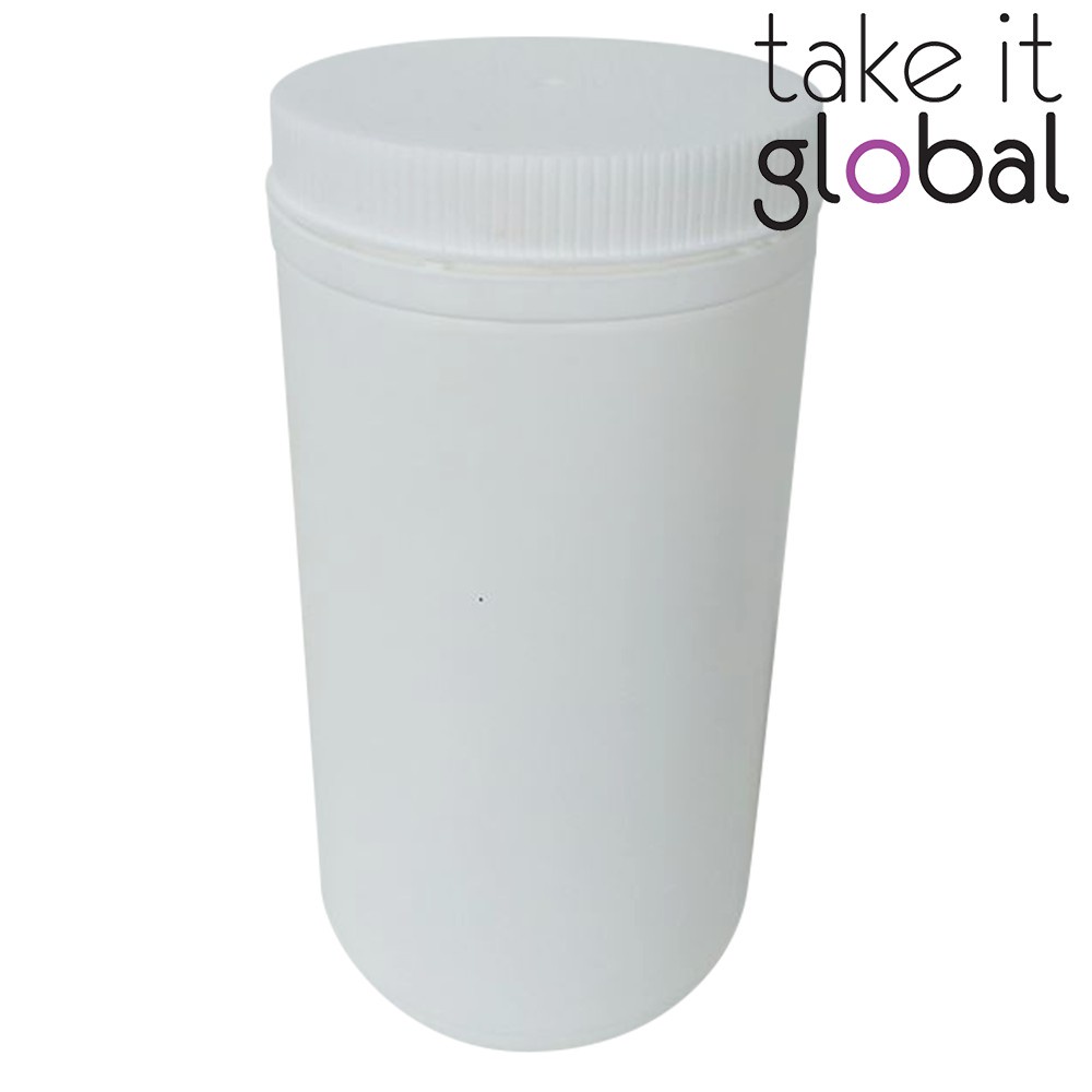 Jar 1.2L Plastic Jar /HDPE - Round / White / with lock cap and insert ...