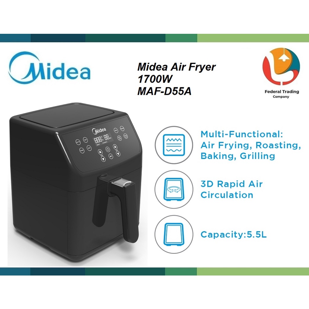Midea Air Fryer MAF-D55A 5.5L Dawa DAF-55L Penggoreng Udara | Shopee ...
