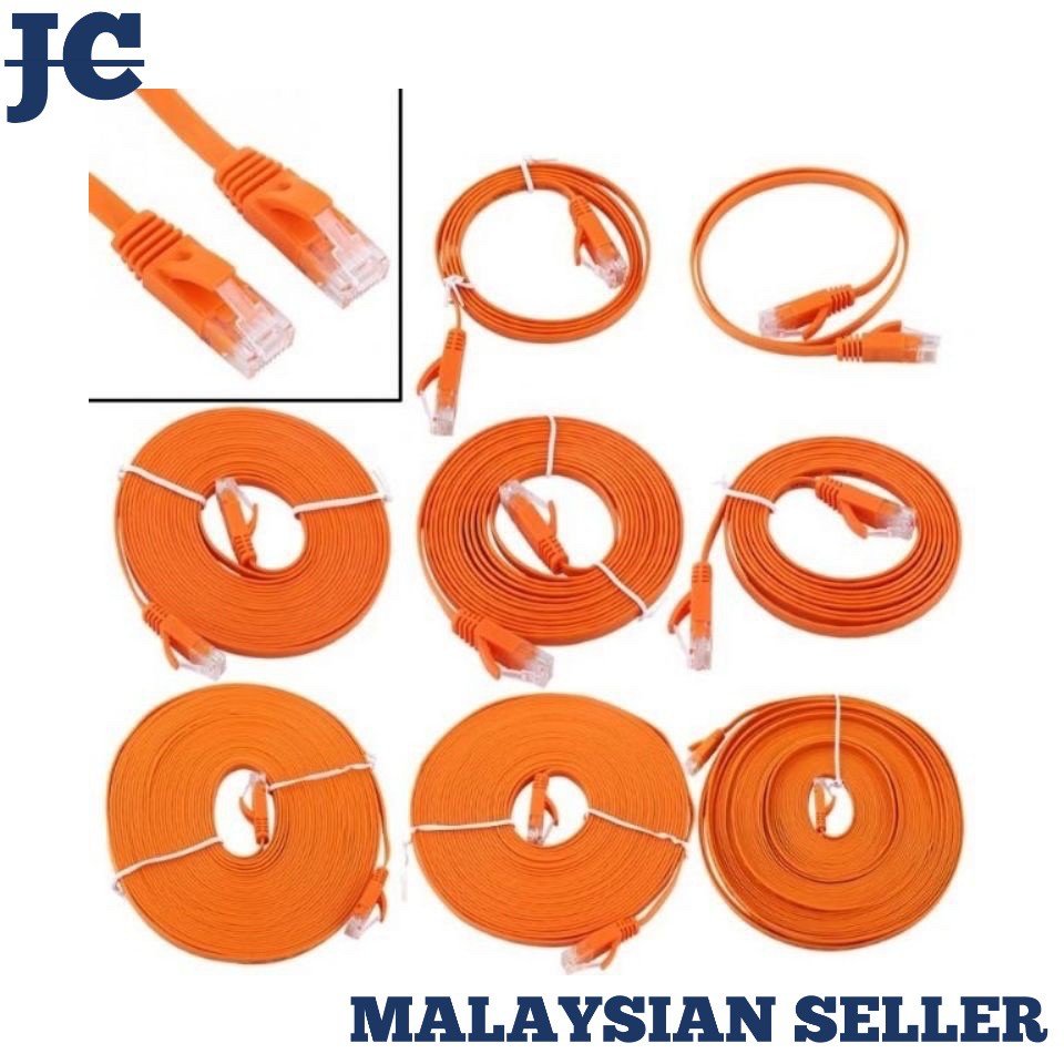 RJ45 CAT6 Ethernet Network Flat LAN Cable UTP (Orange) | Shopee Malaysia