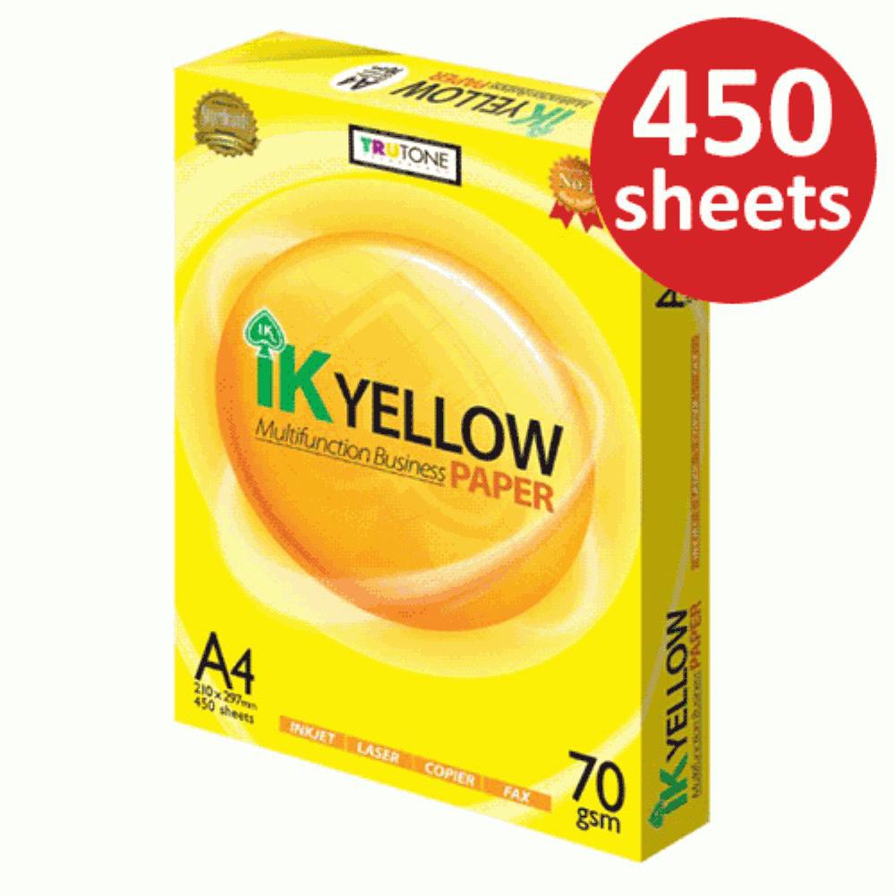 Ik Yellow A4 Paper 450’s 70gsm / Kertas A4 Putih / Kertas Fotostat /A4 Copier/ Photostat Paper ...