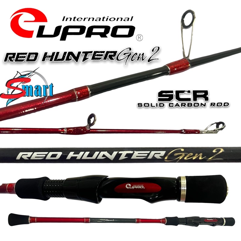 New 2022 EUPRO RED HUNTER GEN 2 Solid Carbon Spinning Casting Jigging ...