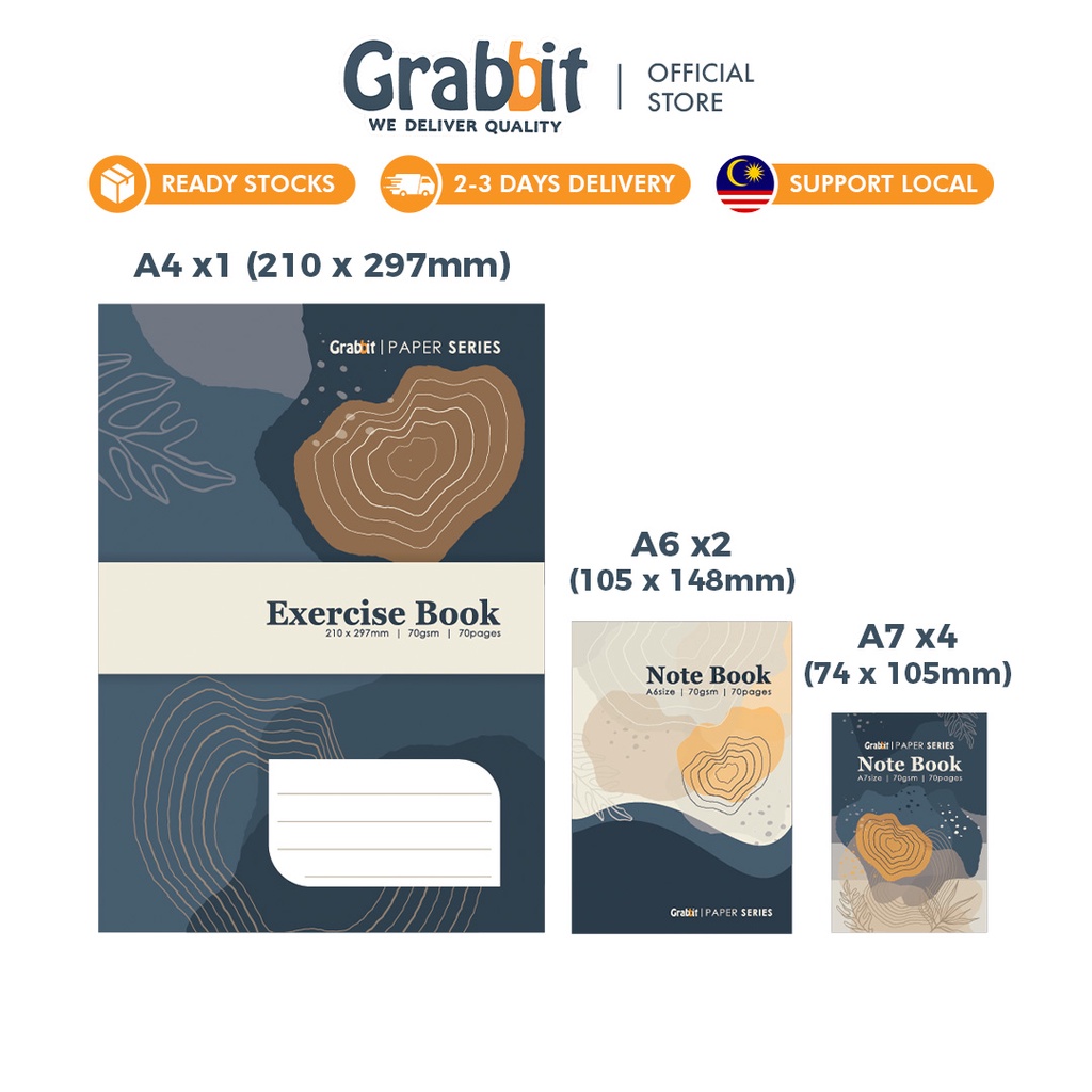 Grabbit Exercise A4 / A6 / A7 Notebook (70gsm x 70 Pages) | Shopee Malaysia