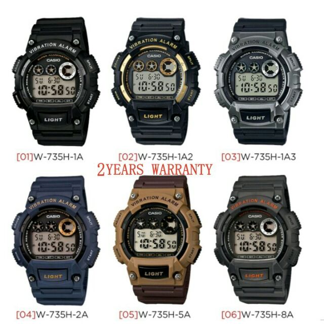 ORIGINAL CASIO [2YEARS WARRANTY] W-735H Men Watches YOUTH VIBRATION ...