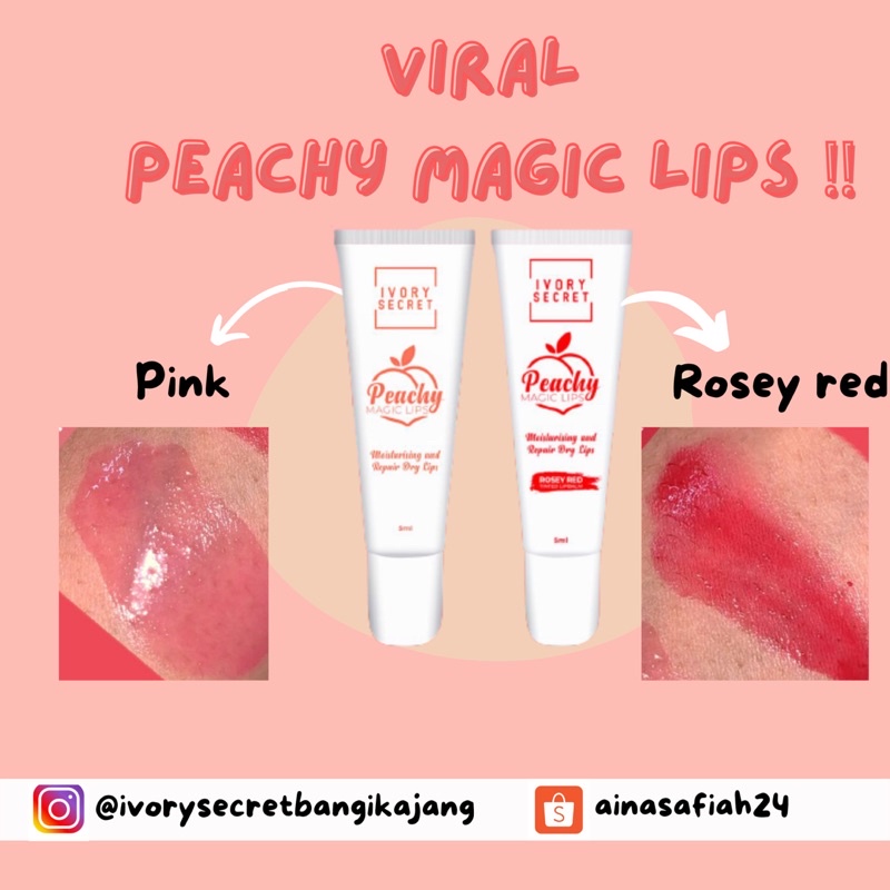 IVORY SECRET MAGIC PEACHY LIPS ROSEY RED PINK LIPBALM 5ML | Shopee Malaysia