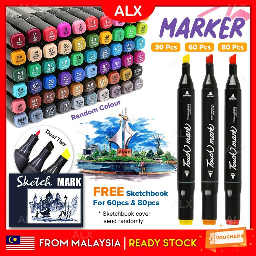 ALX 30/60/80pcs Random Colours TOUCHMARK Colors Sketch Graphic Brush ...