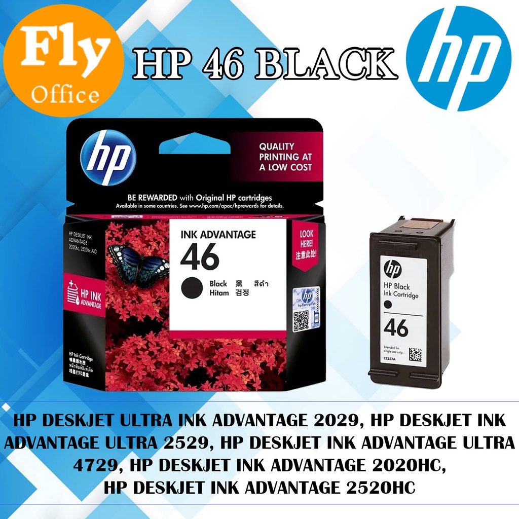 HP 46 Black Original Ink Advantage Cartridge for HP Deskjet Ink Advantage 2020hc 2520hc 2029 2529 4729 Shopee Malaysia
