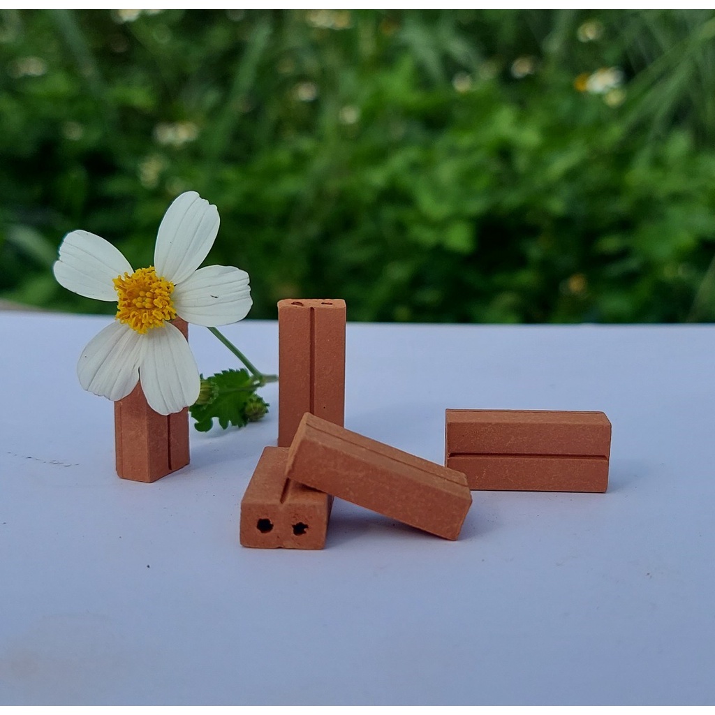 100 pieces - Mini 2-hole TUBE BRICKS 20x10x5mm, Model Clay Tiles, Small ...