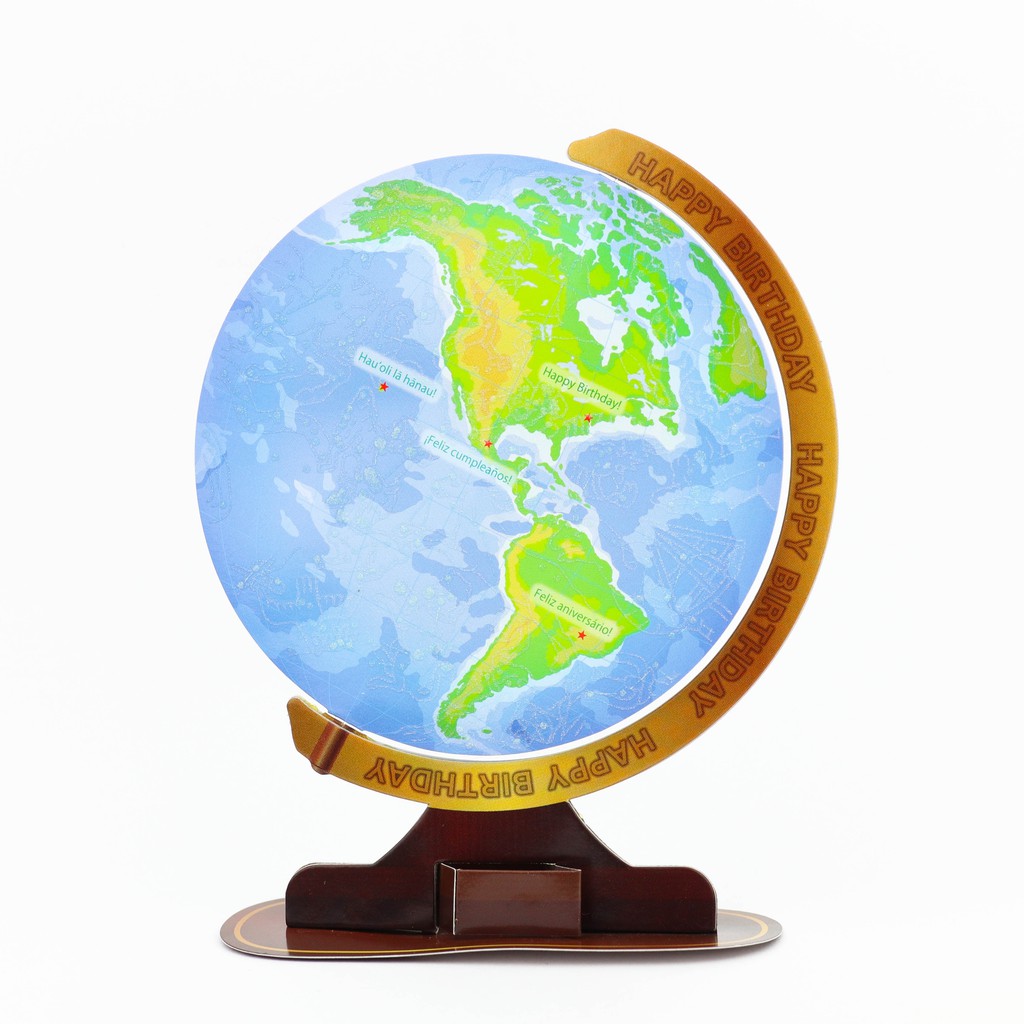 Spinning Globe Birthday Card Glow in the Dark Greeting Cards Gifts with ...