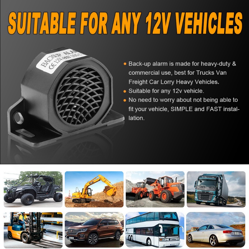 105dB Decibel Backup Siren Beeper Buzzer Sound Warning Alarm 12V 24V ...