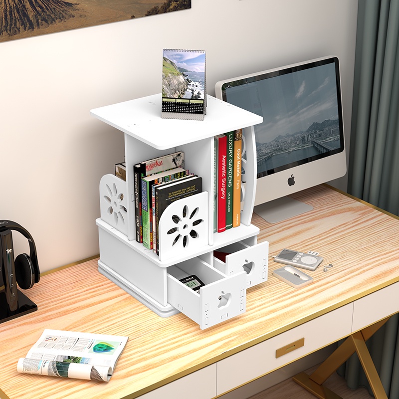 Student desktop rotating storage shelf revolving tabletop organizer ...