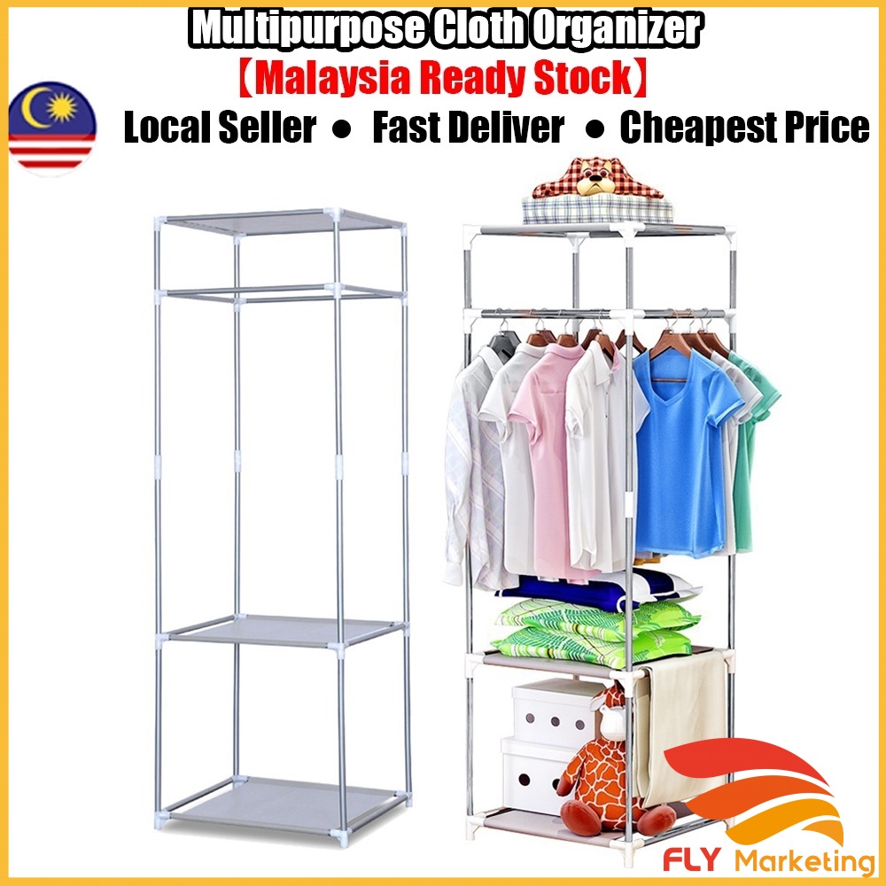 Korean Multipurpose Cloth Organizer Rack Wardrobe Rak Baju / Cloth ...