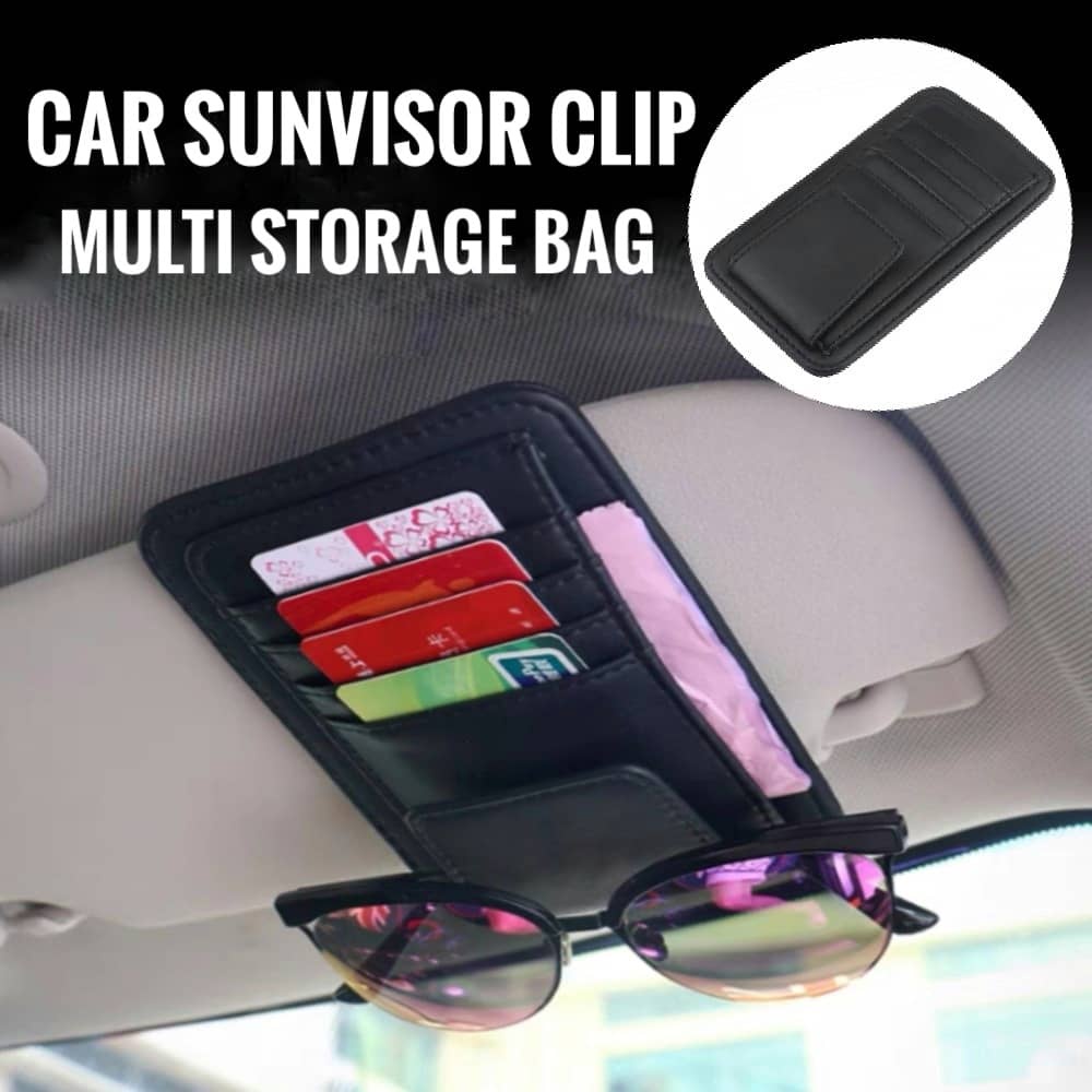 Car Sun Visor Organizer Storage Box Bag Clip Sunglasses Hook Hanger ...