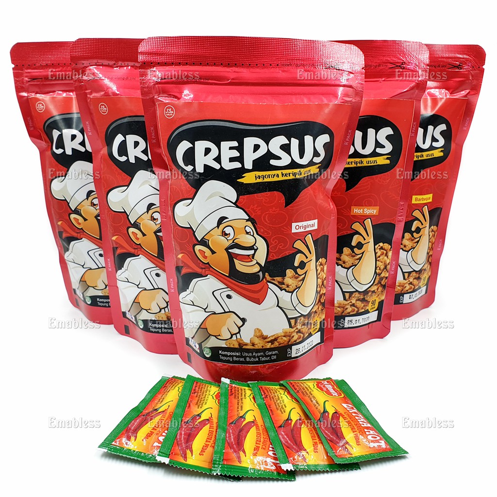 Package 5 Flavors Of Crepsus Intestine Chips Present Free Sambal Sauce ...