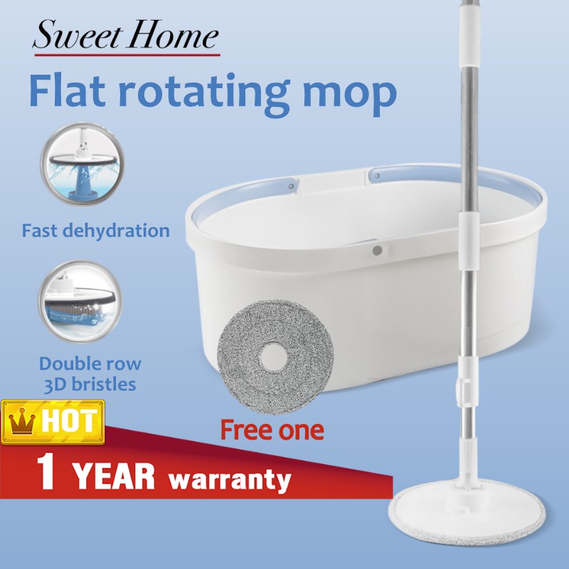 Farcent Flat Spin Mop Compact Dual-axis Spin Mop Set Stainless Steel ...