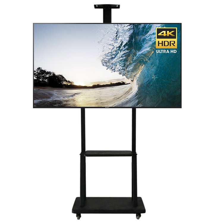 Large Shelf Storage Mobile TV Carts Movable TV Trolley Bracket Fit for ...