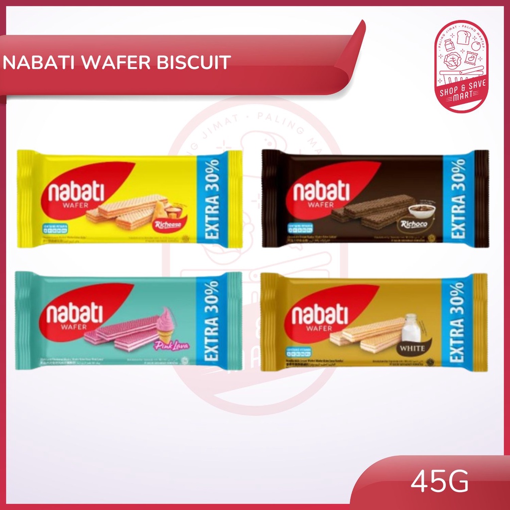 Nabati Wafer Biscuit Extra 30% - 50g (Flavor : Pink Lava / RichChoco ...