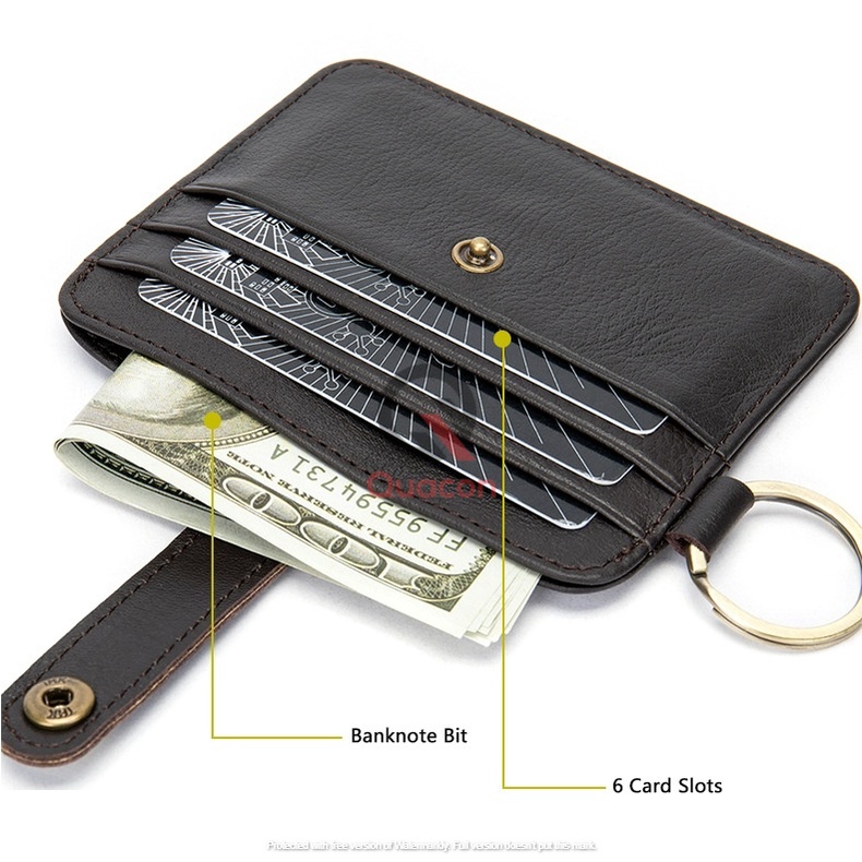 Unisex Snap Button Compact Grain Leather Cardholders/ Wallet | Shopee ...