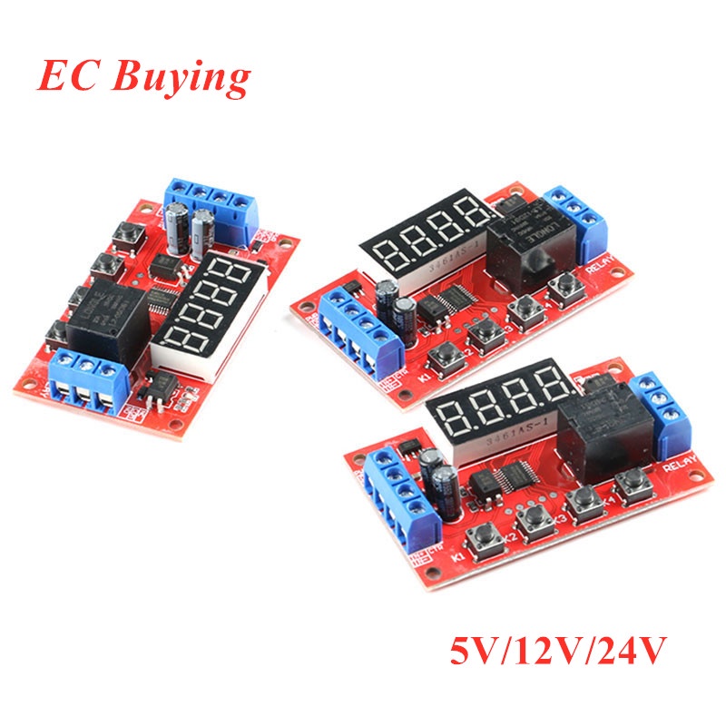 DC 5V 12V 24V 10A Adjustable Time Delay Relay Module LED Digital Timming Relay Timer Delay ...