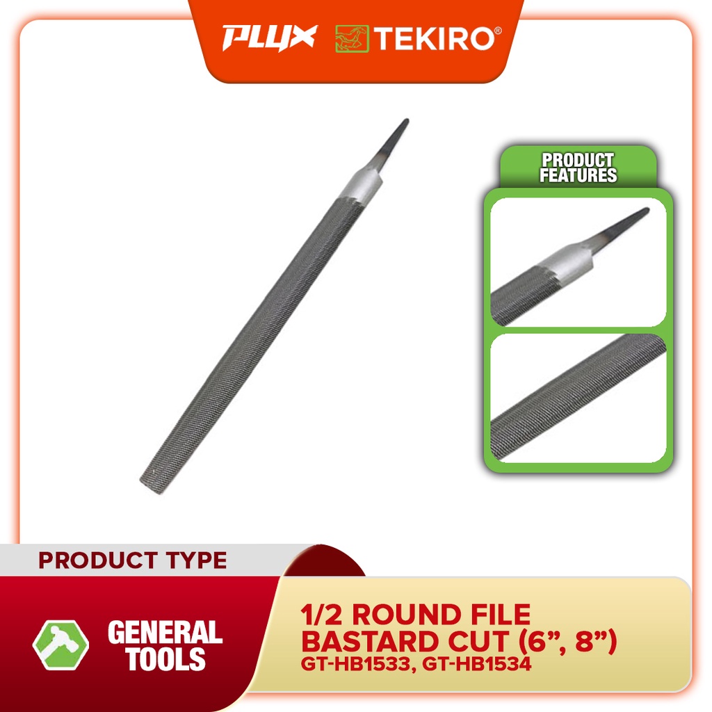 TEKIRO Half Round File Bastard Cut (6"/8") GT-HB1533/GT-HB1534 | Shopee ...