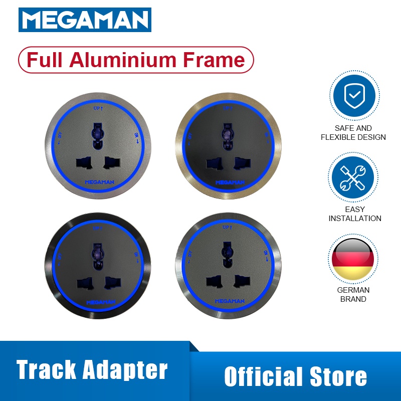 Megaman Multi-Socket Round Universal Removable Adapter Power Track ...