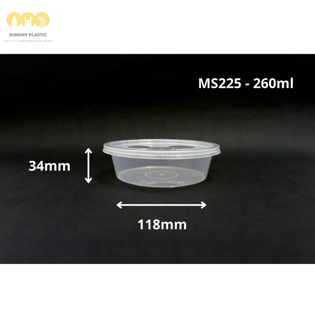 MS225 [MICROWAVABLE] Round Plastic Food Container / Pudding Cup With ...