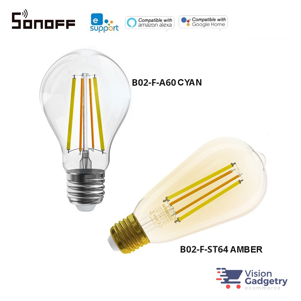 Sonoff WiFi Smart Filament Bulb Amber E27 Dimmable 7W App Control B02-F ...