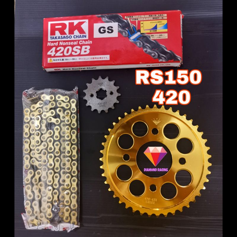 HONDA RS150 /RSX 420 DIAMOND SPROCKET RK /DRC GOLD CHAIN COMBO SET ...