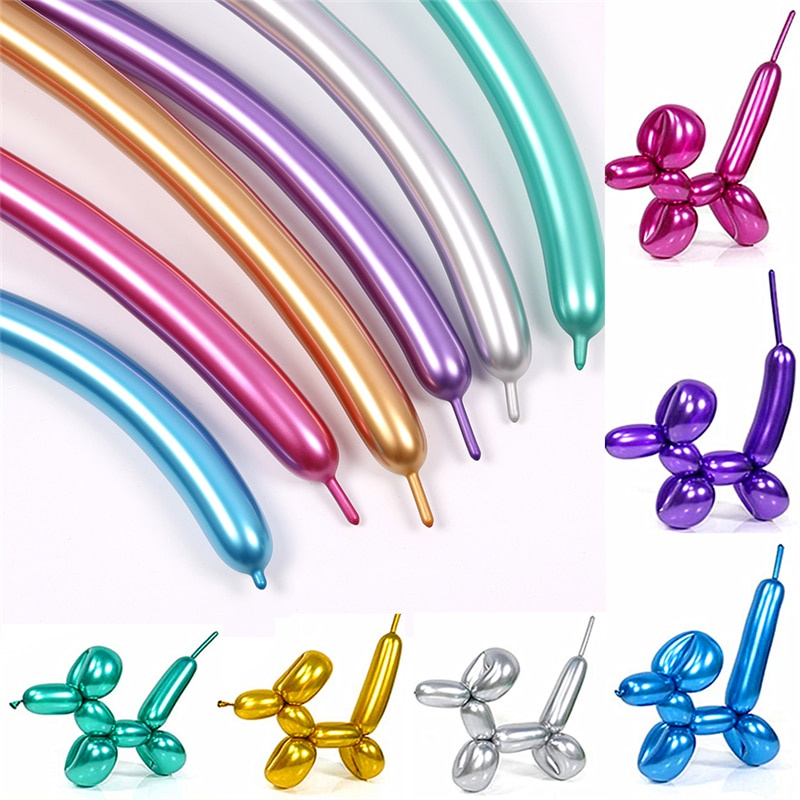 30pcs Metallic Long Balloons DIY Strip Long Shape Balloon Tying Twist ...