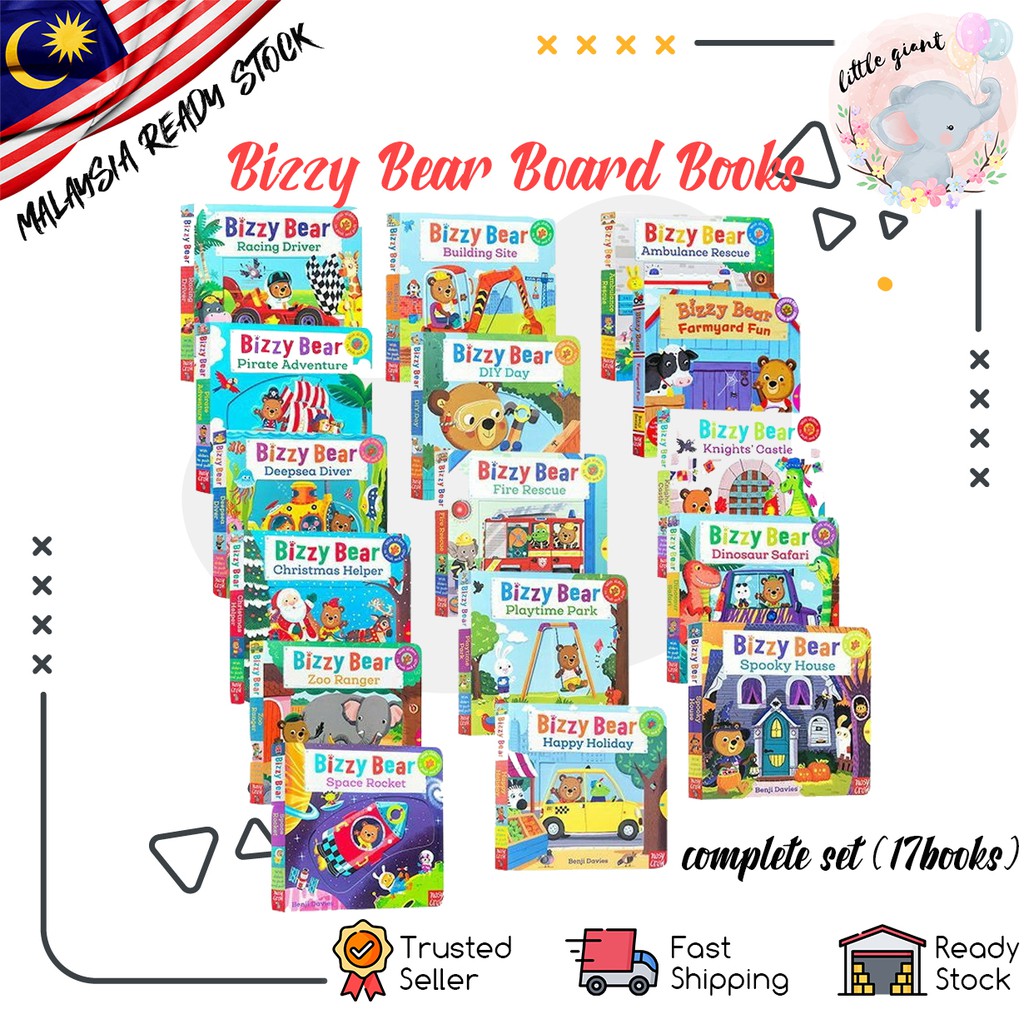BIZZY BEAR INTERACTIVE BOARD BOOKS FOR CHILDREN TODDERS PULL PUSH TURN ...