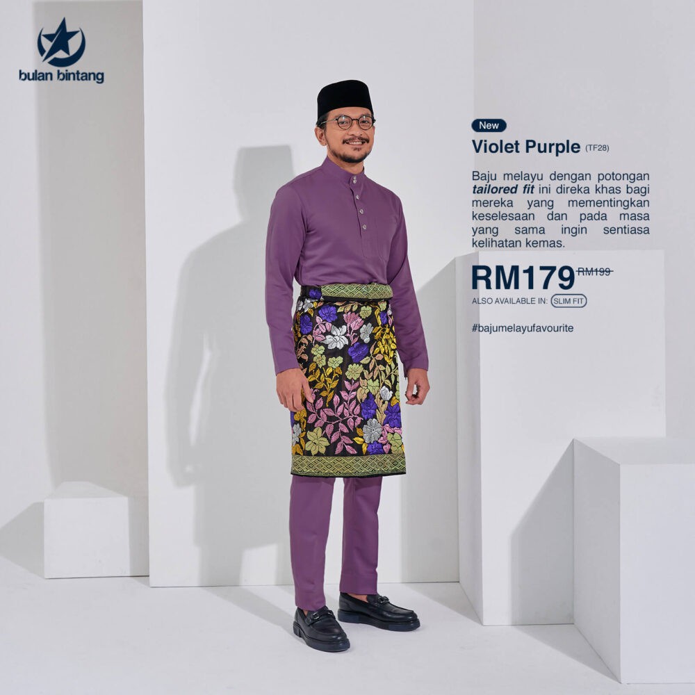BAJU MELAYU BULAN BINTANG VIOLET PURPLE | Shopee Malaysia