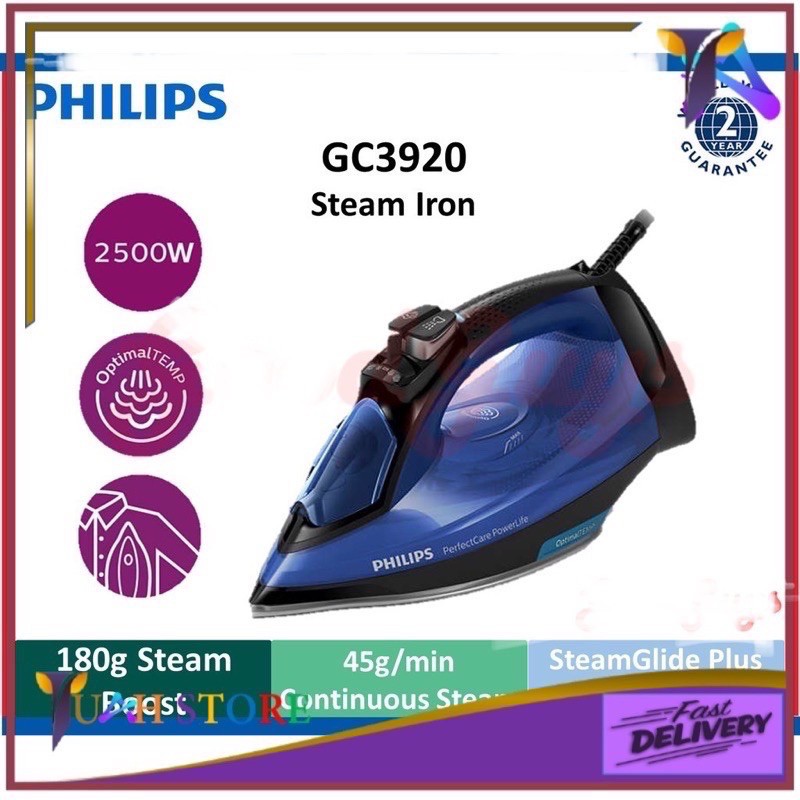 PHILIPS PerfectCare Steam Iron GC3920 2500W - NO BURN OPTIMAL TEMP ...