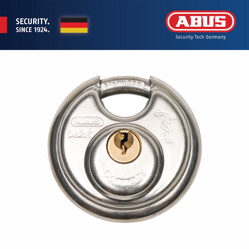 Abus 24IB/50, 24IB/60, 24IB/70, 24/60 Diskus Padlock Stainless Steel Shackle, 100% Rust Free ...