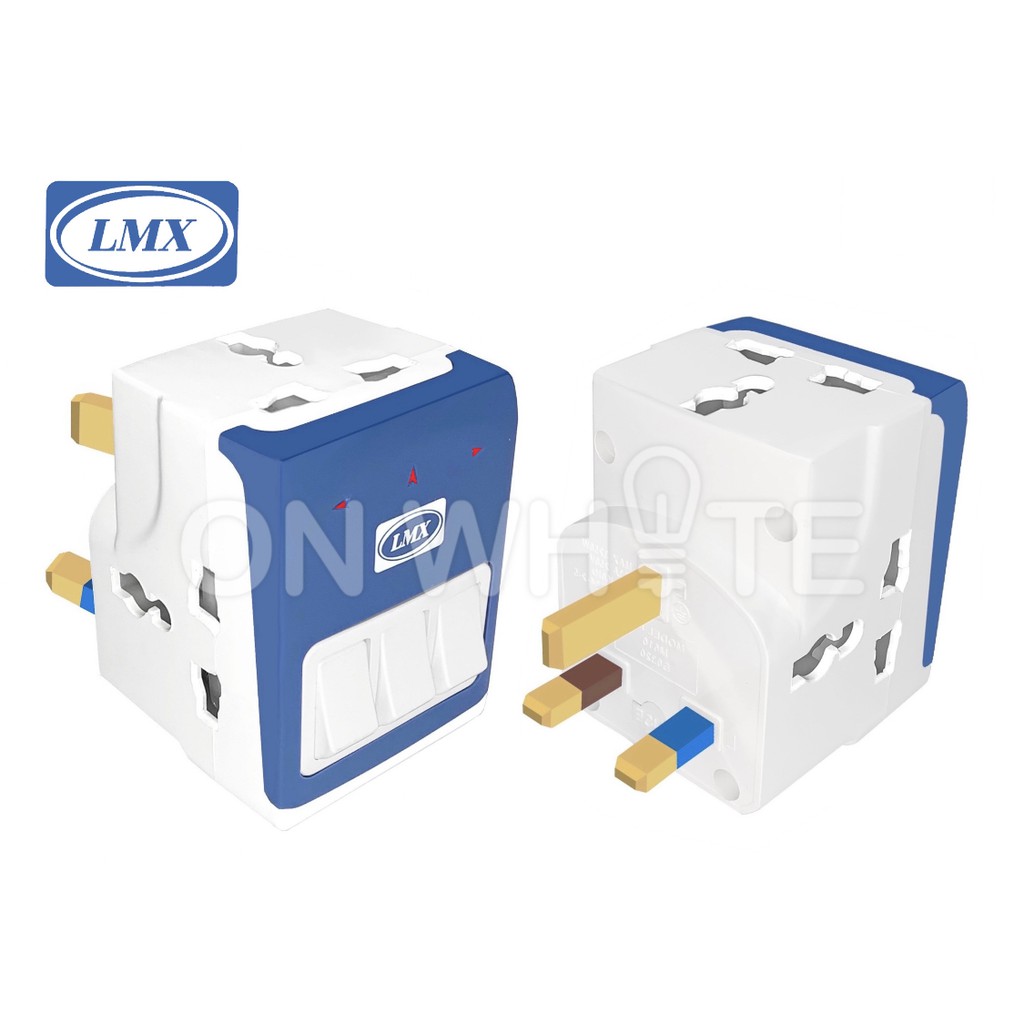 3 Way Universal Multi Adaptor With Neon Switch 13a 3way Lemax Lmx
