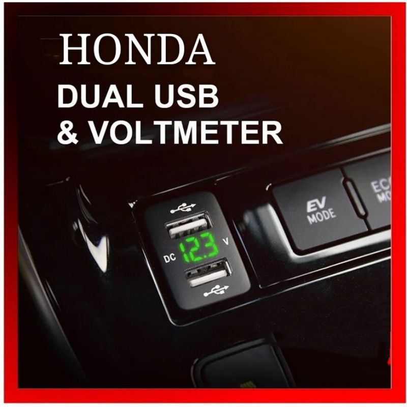 Honda Accord Civic City Dual Port USB Power Socket Charger Meter ...