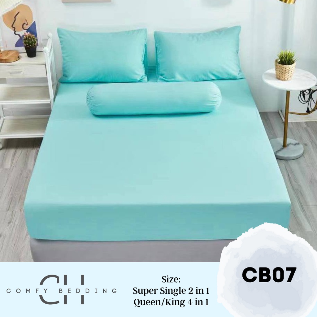 Cadar Set Tilam Plain Kosong Premium Fitted Bed sheet Homestay Single ...