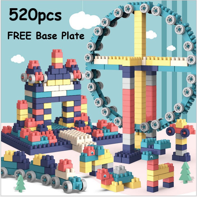 Building Blocks (520pcs) Kids Lego + 1pcs Base Plate [FREE Base Plate ...